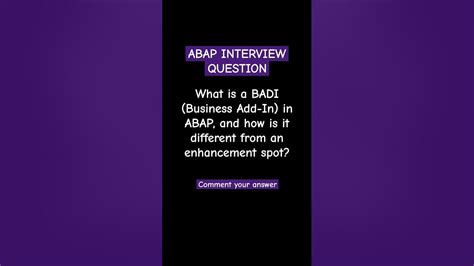 Sap Abap Interview Question ️ ️ Comment Your Answerabap Sapabap Hana