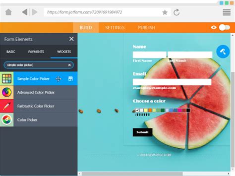 Simple Color Picker Form Widgets Jotform