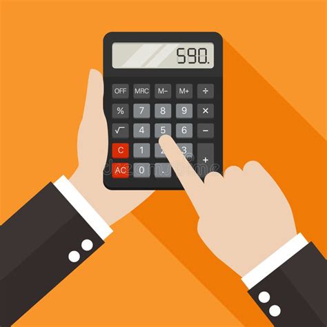 Main Tenant Et Utilisant Un Calculateur Illustration De Vecteur