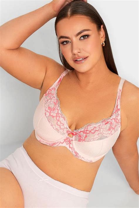 Yours Hot Pink Plus Size Stretch Lace Non Padded Underwired Balcony Bra