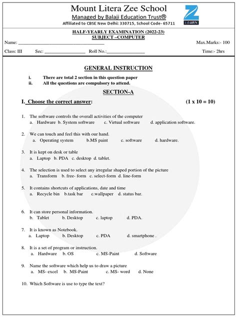 Class 3 Pdf Computer Hardware Laptop