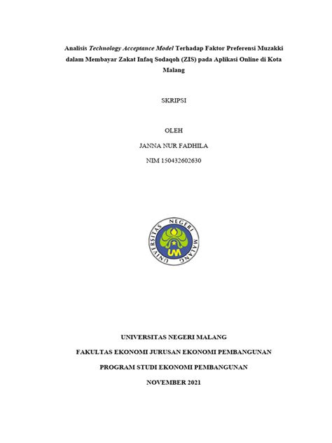 Analisis Technology Acceptance Model Terhadap Faktor Preferensi Muzakki Dalam Membayar Zakat