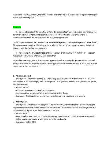 Unit 01 Pdf Kernel Operating System Shell Computing