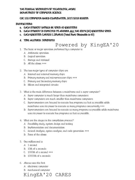 Csc 102 Exam 1 1 Pdf Computer Program Programming