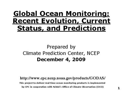 Global Ocean Monitoring Recent Evolution Current Status And