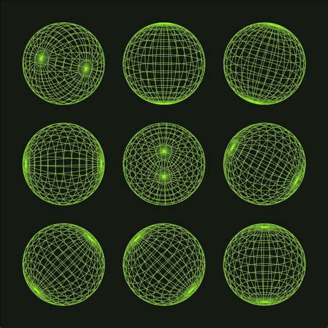 Premium Vector Wireframe Shapes Lined Sphere Perspective Mesh D Grid Low Poly Geometric