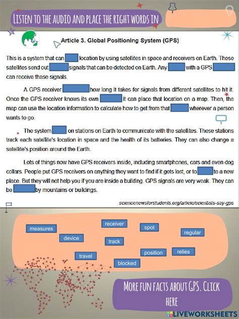 Global Positioning System Worksheet Live Worksheets