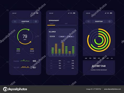 모바일 응용 프로그램 인터페이스 디자인 Ui Ux 현대 모바일 사용자 인터페이스의 집합 다른 Gui 레이아웃모바일 앱 Ui 키트 모형 벡터 스톡 벡터 ©arelix