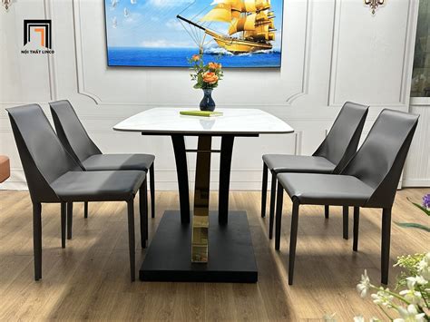 Bộ Bàn ăn Chân Inox Mạ Titan 26 Bad4 G29oc B7b 4 Ghế Da Giả Nội