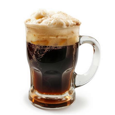 Close Up Of A Root Beer Beverage In A Clear Glass Mug With A Thick Head