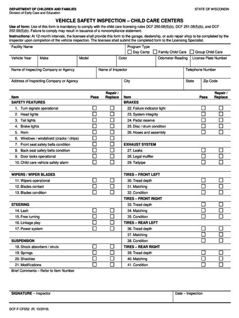 Dcf Vehicle Inspection Form Fill Out And Sign Online Dochub