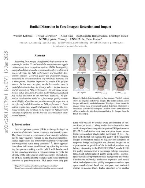 Pdf Radial Distortion In Face Images Detection And Impact