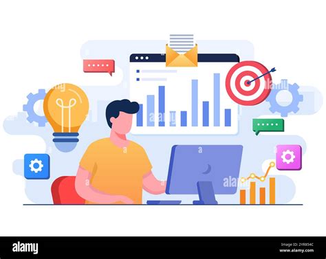 Businessman Analyzing Charts Graphs Laptop Stock Vector Images Alamy