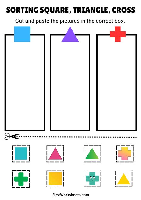 sorting shape color size worksheets firstworksheets