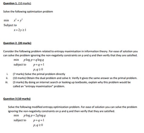 Solved Solve The Following Optimization Problem Min X 2 Chegg