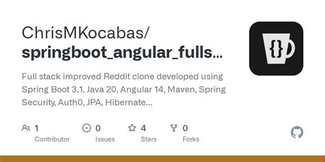 Github Chrismkocabasspringbootangularfullstackredditclone Full
