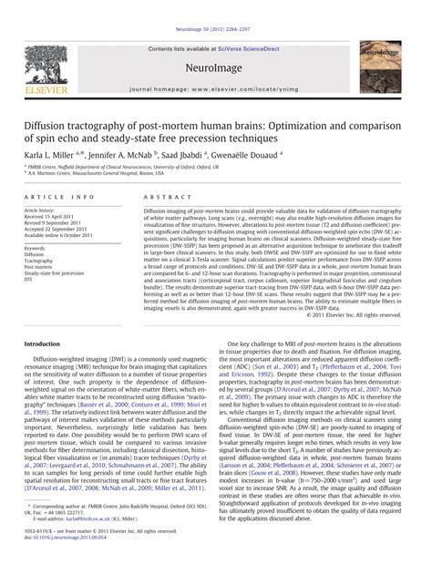 Pdf Diffusion Tractography Of Post Mortem Human Brains Optimization