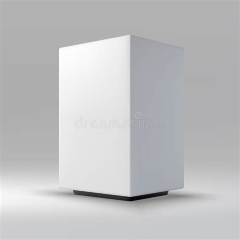 Minimalist White Rectangular Prism On Gray Background Stock Vector