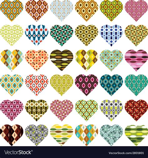 Patterned Hearts Royalty Free Vector Image Vectorstock