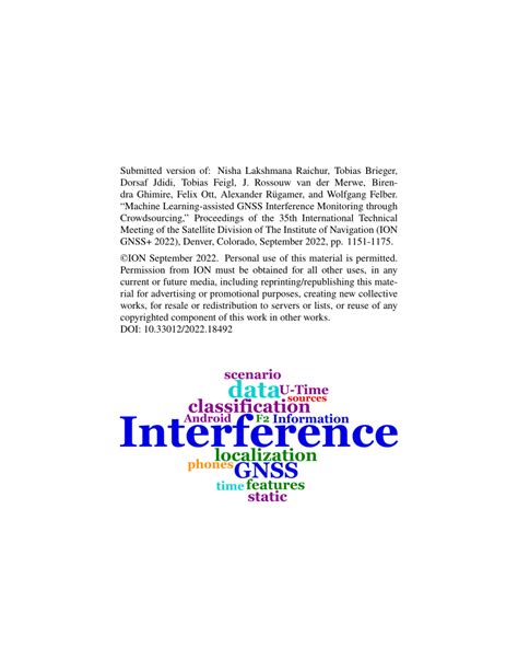 Pdf Machine Learning Assisted Gnss Interference Monitoring Through Crowdsourcing