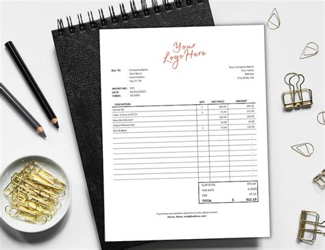 Excel Invoice Template Formulas Invoice Spreadsheet With Excel Formulas Instant Download