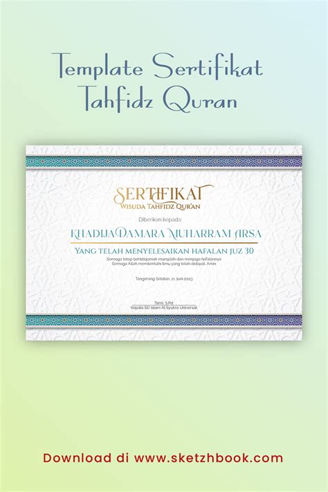 Template Desain Sertifikat Tahfidz Quran Juz 30 Membuat Penghargaan Yang Keren Dan Inspiratif