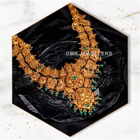 Nakshi Work Two Layers Lakshmi Devi Design Real Gold Jewelry Fancy Necklace Antique Gold Jewelry