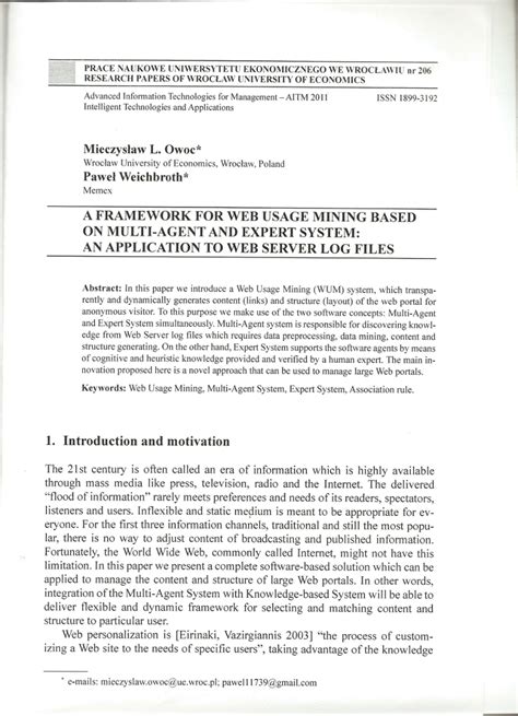 pdf a framework for web usage mining based on multi agent and expert
