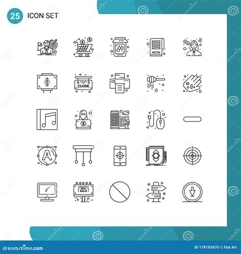 Pictogram Set Of 25 Simple Lines Of Education Tasks Product