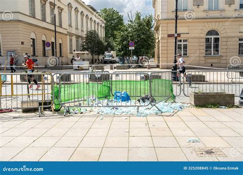Garbage Iron Lattice Bins For Sorting Garbage In A City Park Next To