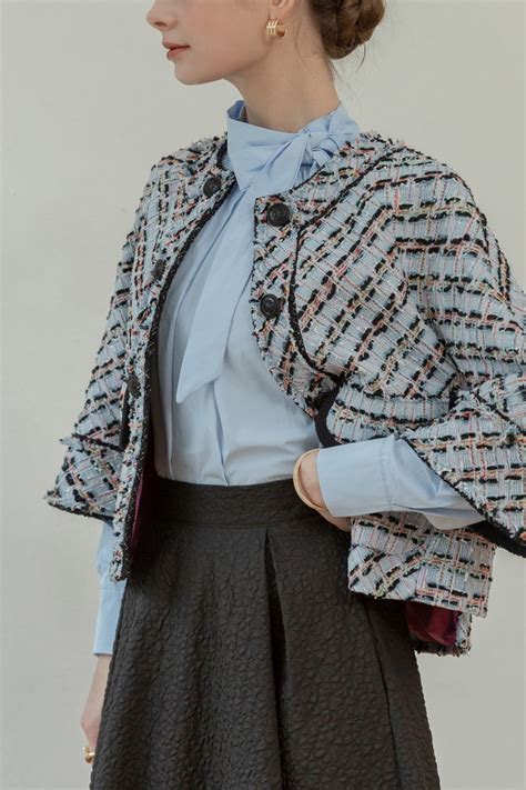 스카이 케이프 트위드 숏 자켓 Ml04jk201hjylenic And Mccoy