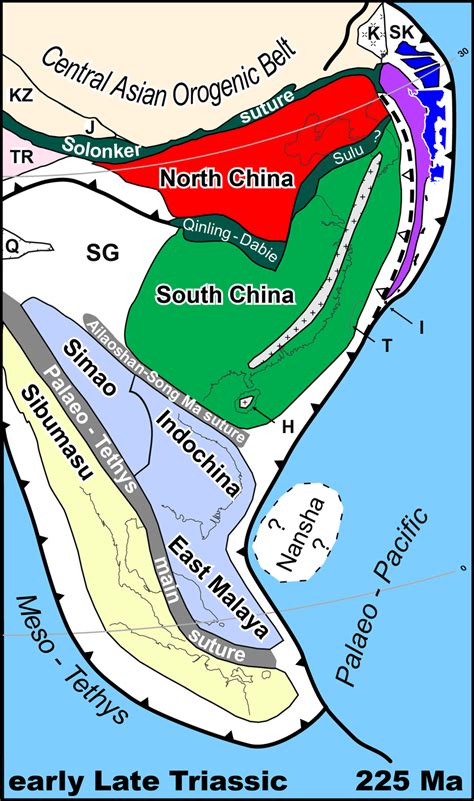 Cartoons Showing The Late Palaeozoic Plate Tectonic Evolution Of East