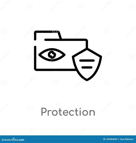 Outline Protection Vector Icon Isolated Black Simple Line Element Illustration From Gdpr