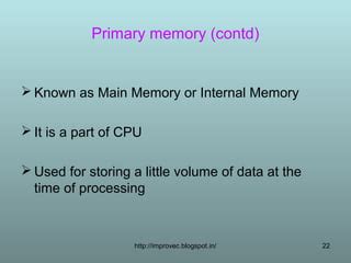 Function Of Memory 4to5 Data Storage And Warehousing Computing