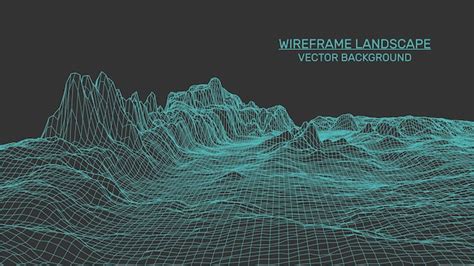 Premium Vector Abstract Landscape Background Mesh Structure Polygonal Wireframe Background