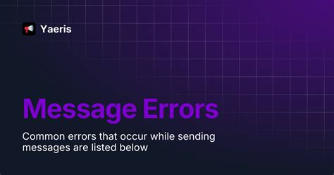 Message Errors Yaeris