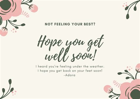 Get Well Soon Card Template Cardtemplatemyid