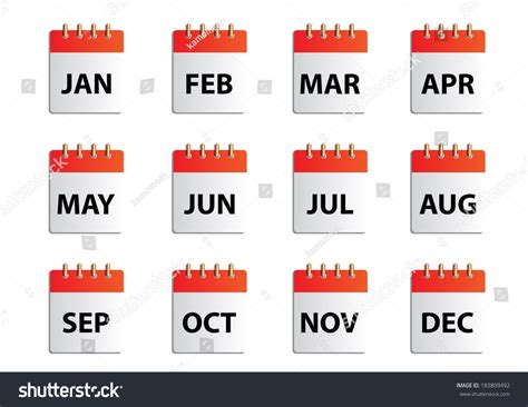 Vector Months Background Stock Vector Royalty Free 183809492 Shutterstock