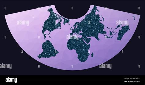 Communications Network Map Albers Conic Equal Area Projection World Network Map Stock Vector