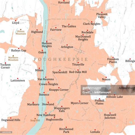 Ny Dutchess Poughkeepsie Vector Road Map High Res Vector Graphic