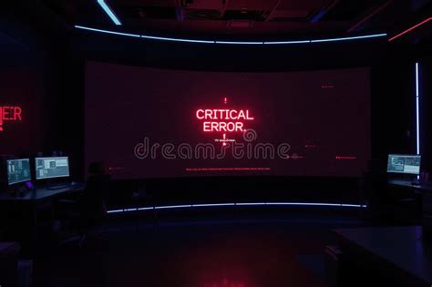 Control Room Displaying Critical Error On Massive Screen Stock Illustration Illustration Of
