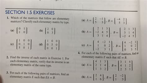 Solved Section 15 Exercises 1 Which Of The Matrices That