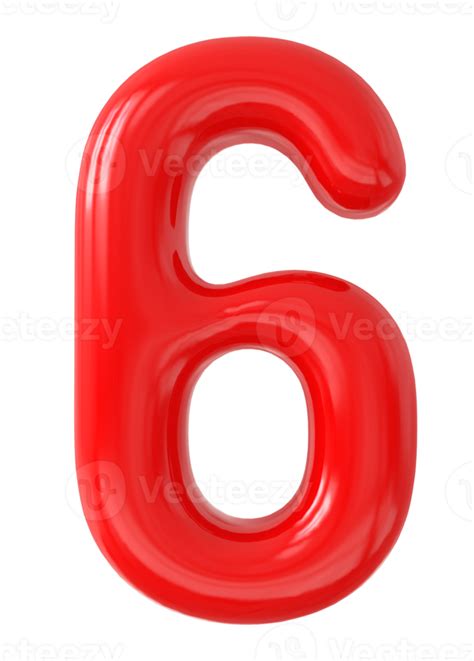 Number 6 3d Red 11297888 Png