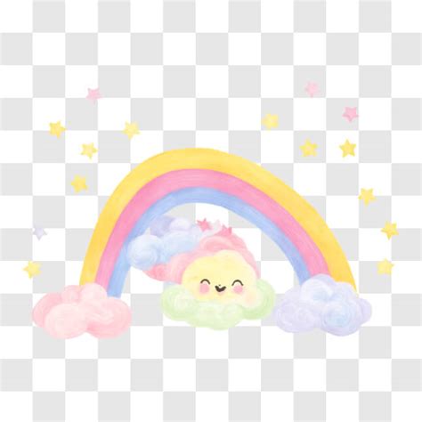 Download Kawaii Rainbow Clouds And Stars Background Pngs Online