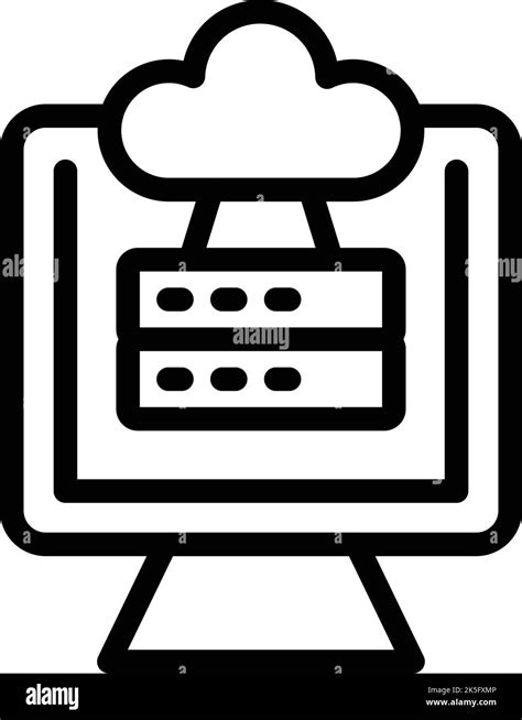 Cloud Server Data Icon Outline Vector Secure Vpn Online System Stock