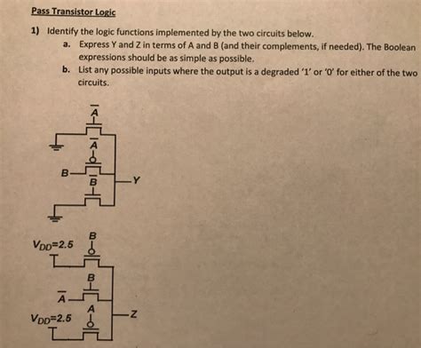 Solved Pass Transistor Logic 1 Identify The Logic Functions Chegg Com