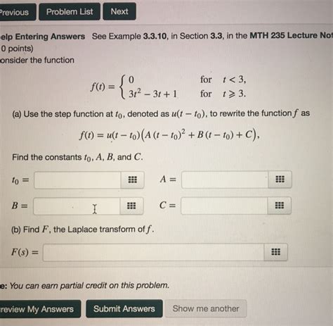 Solved Revious Problem List Next Entering Answers See
