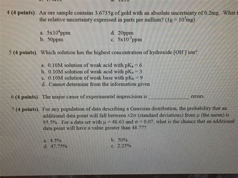 Solved 4 4 Points An Ore Sample Contains 3 6735g Of Gold