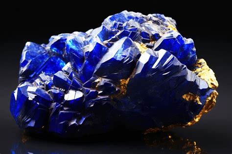 Premium Photo Azurite Is A Rare Precious Natural Stone On A Black