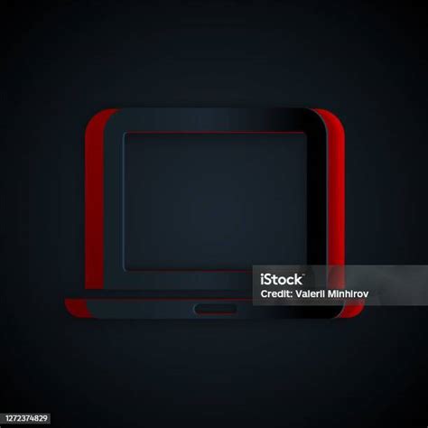 검은색 배경에 격리된 용지 절단 랩톱 아이콘입니다 빈 화면 기호가 있는 컴퓨터 노트북입니다 종이 아트 스타일 벡터 0명에 대한 스톡 벡터 아트 및 기타 이미지 Istock